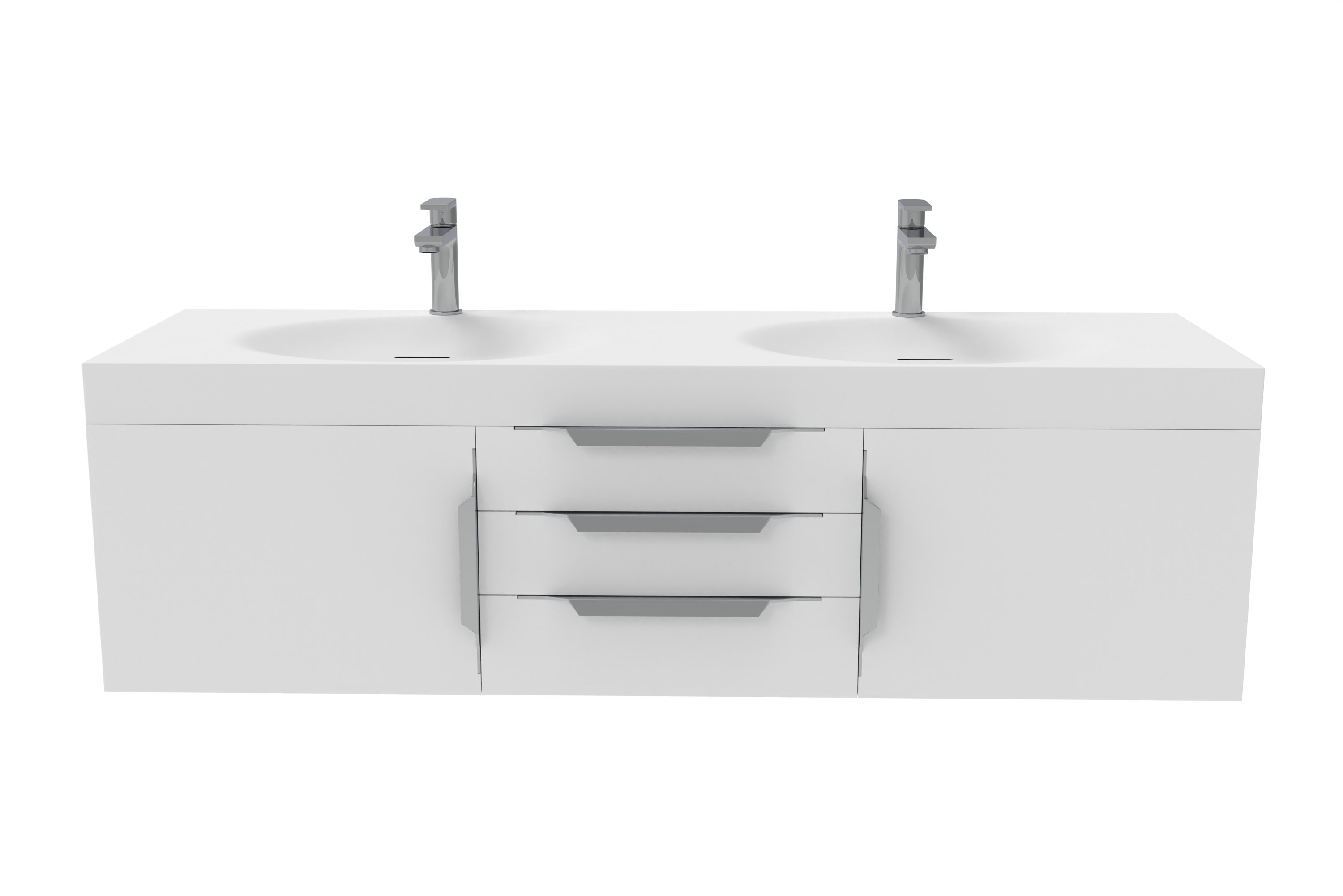 Latitude Run® 60" Wall Mounted Vanity Set With Shallow Double Basin Top ...