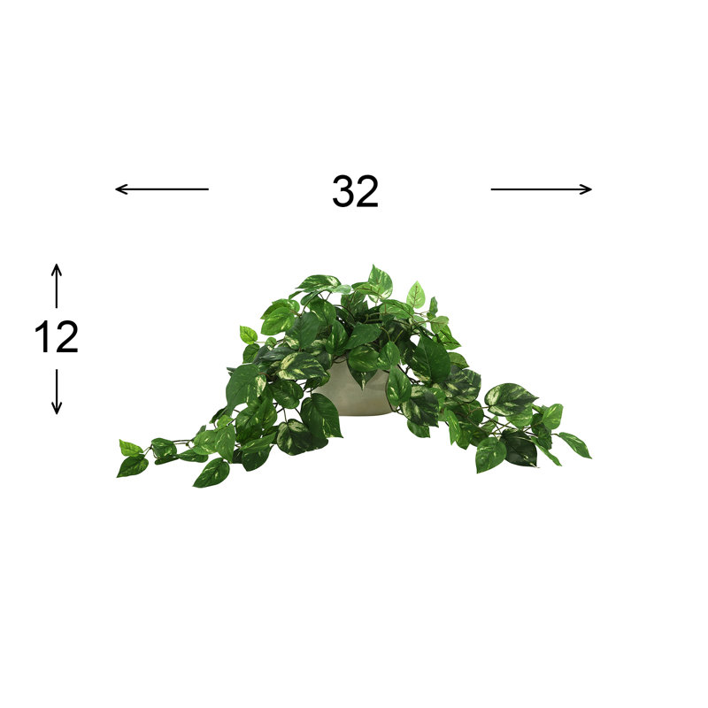 Primrue 12'' Faux Pothos Plant in Ceramic Pot | Wayfair
