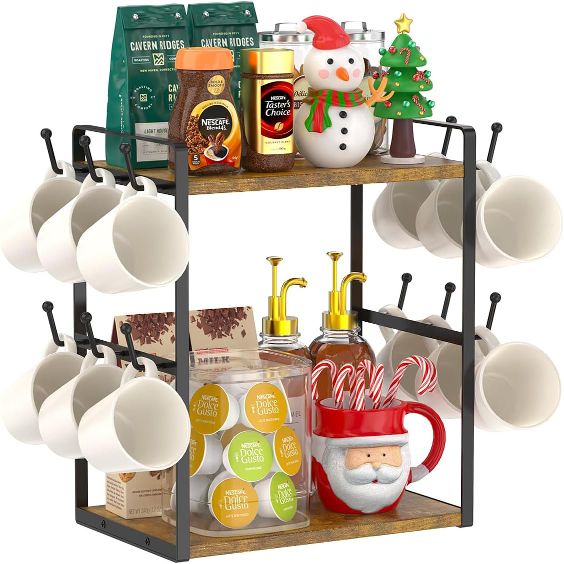 17 Stories 2 Tier Coffee Bar Organizer For Home Office, Multi ...