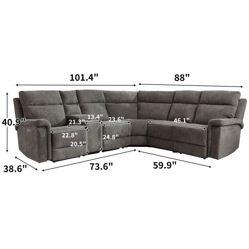 Latitude Run® 6 - Piece Cushion Back Power Reclining Sectional With ...