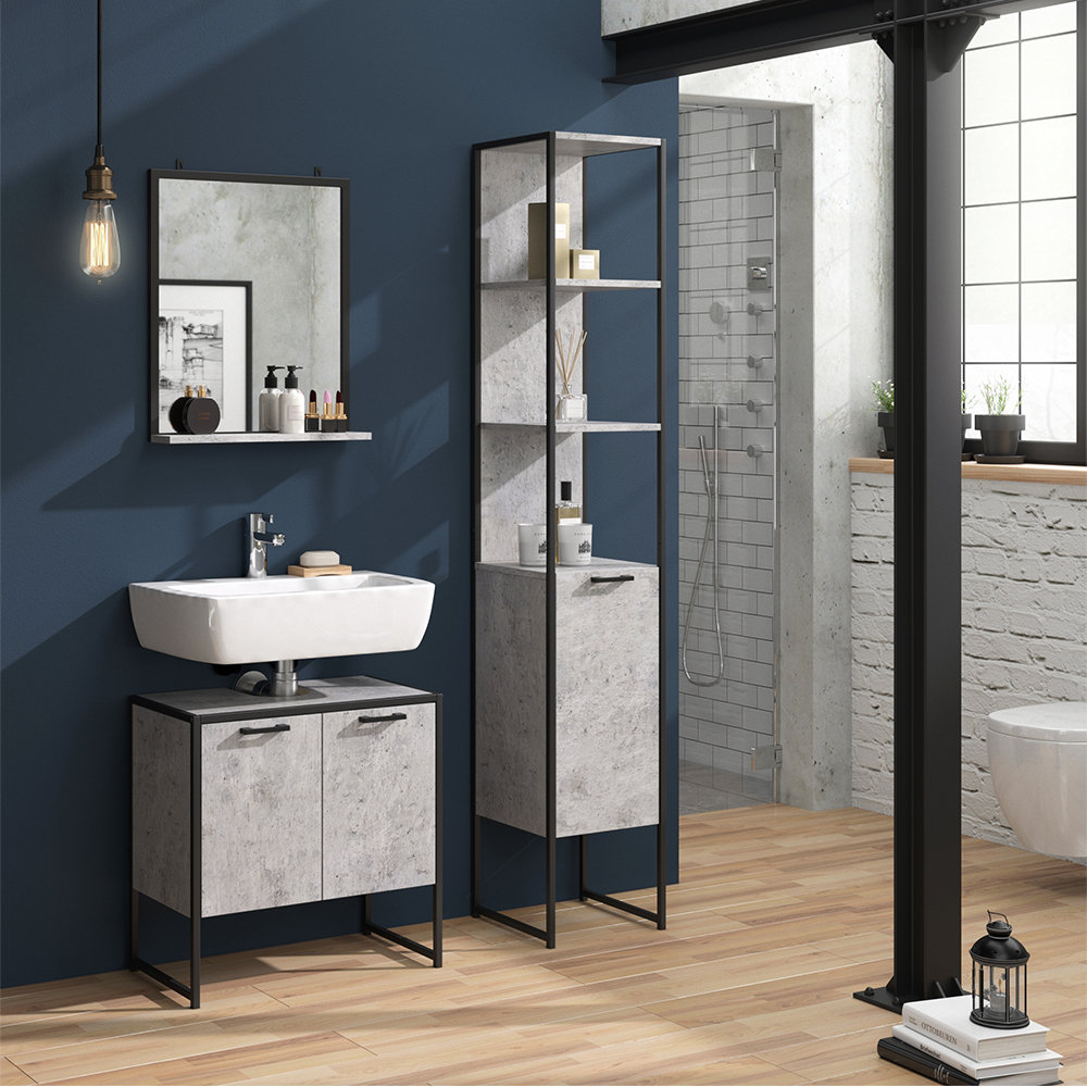 Borough Wharf Gali 3 Piece 60Mm Bathroom Furniture Suite with Mirror ...