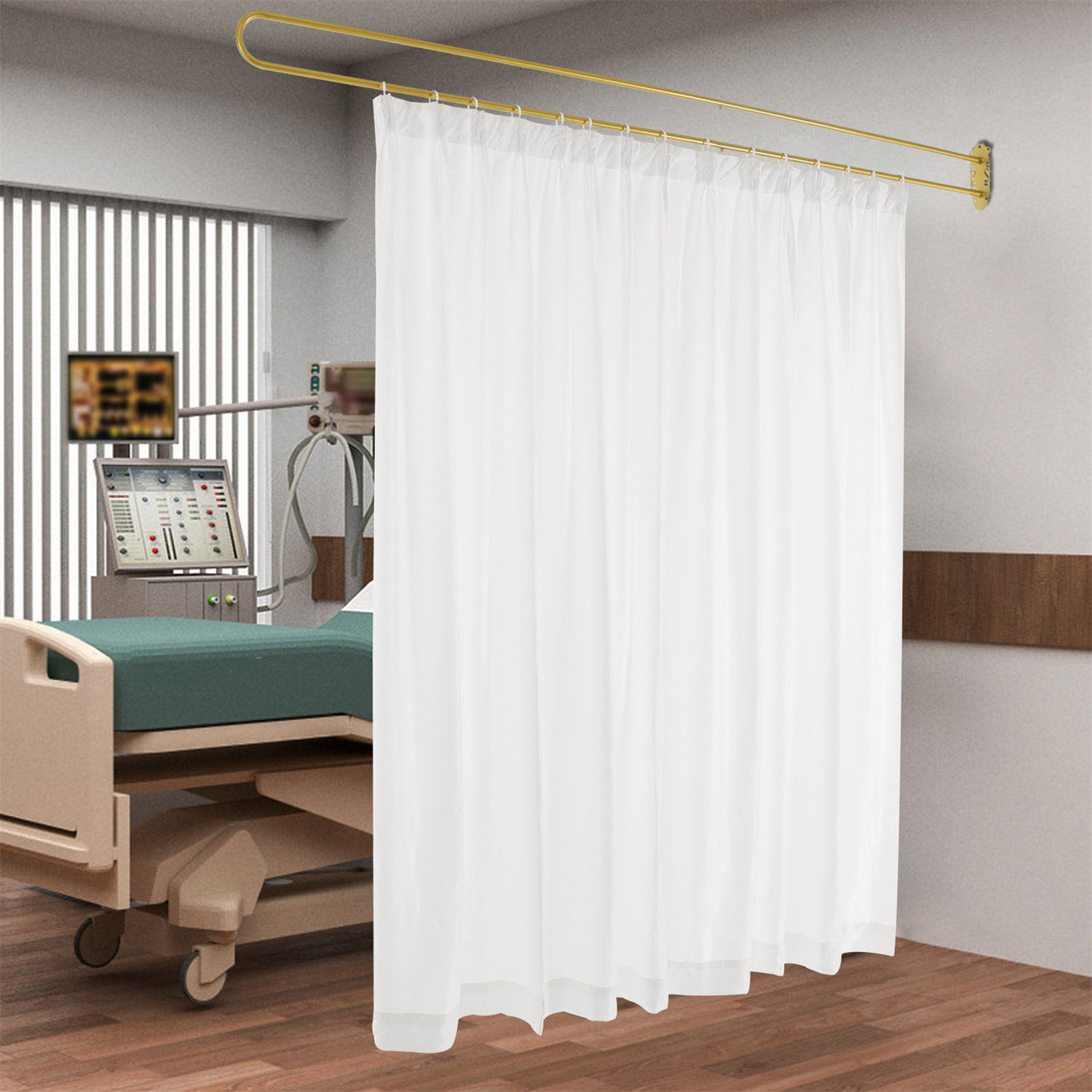 Everly Quinn Partition Curtain With U-Shape Tube(Gold) | Wayfair