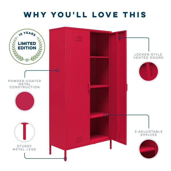 Novogratz Cache 2 Door Tall Metal Locker Style Storage Cabinet ...