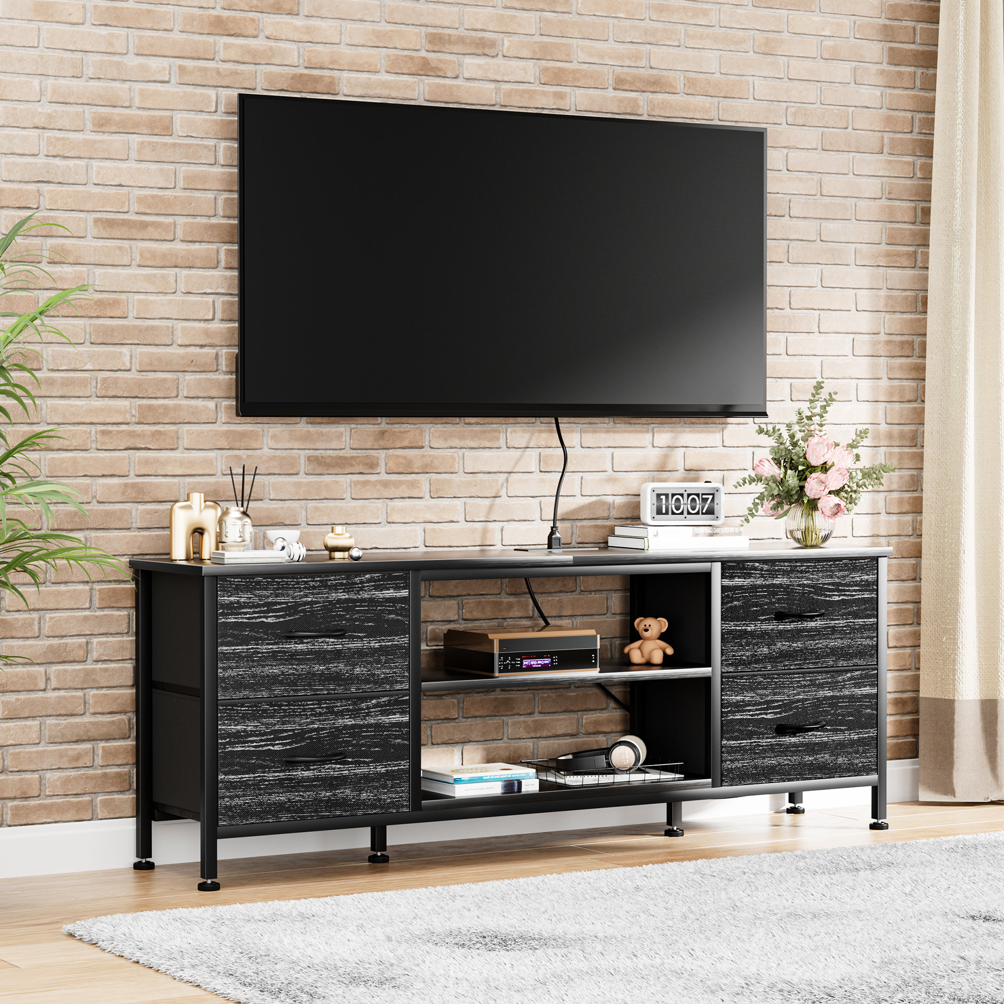 17 Stories Kayleemae 55 Inch Dresser TV Stand with Power Outlets, Media ...
