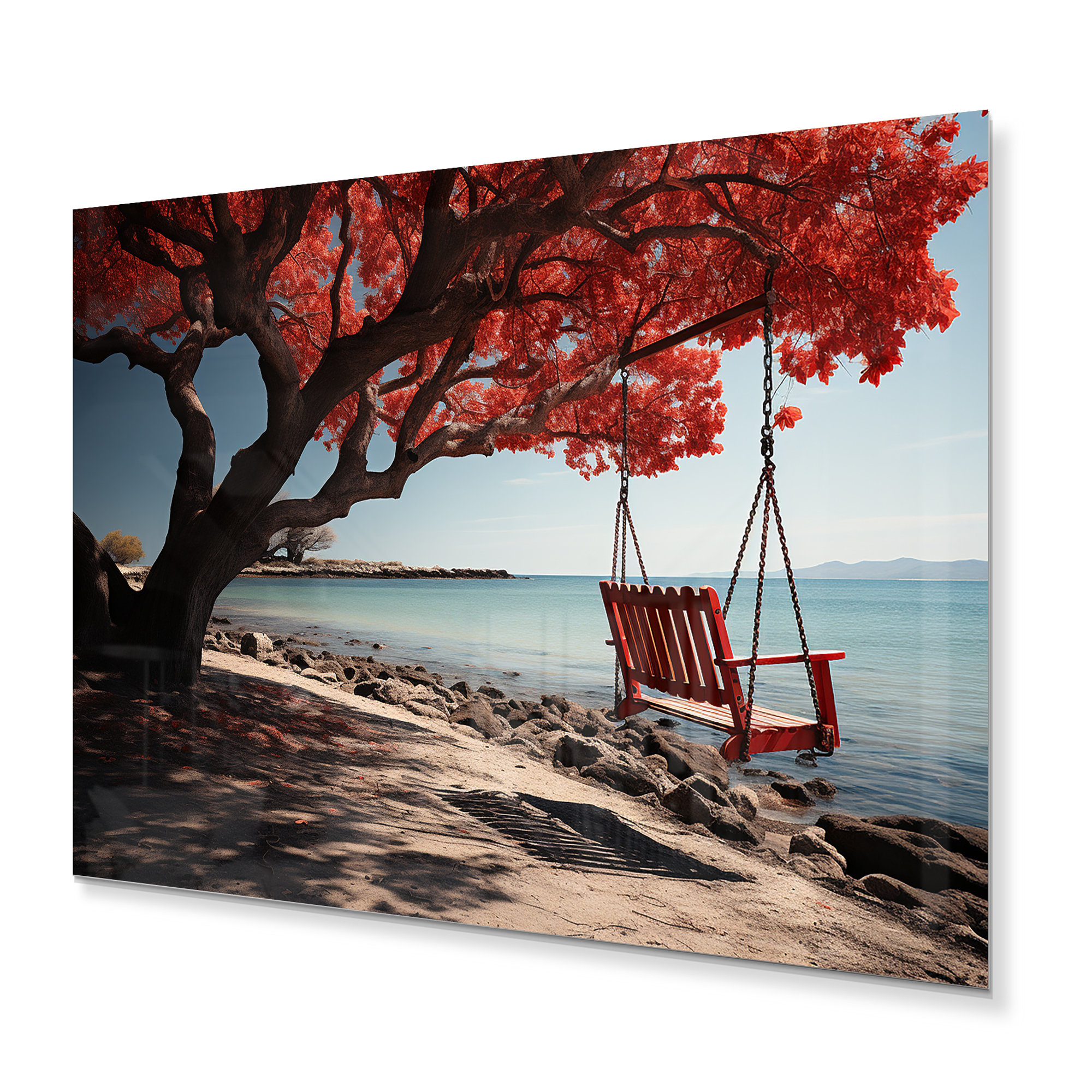 Ebern Designs Coastal Seaside Swing I - Print on Metal | Wayfair