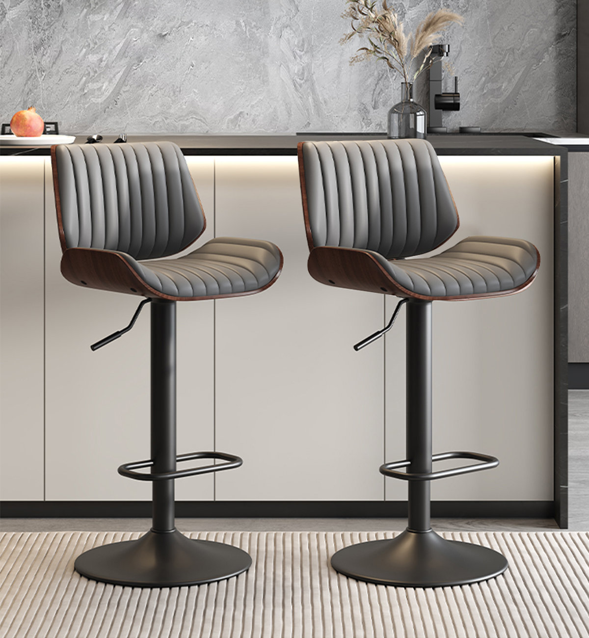 Rite Treasure 45.28" Round Metal+Solid Wood Bar Stools - Wayfair Canada