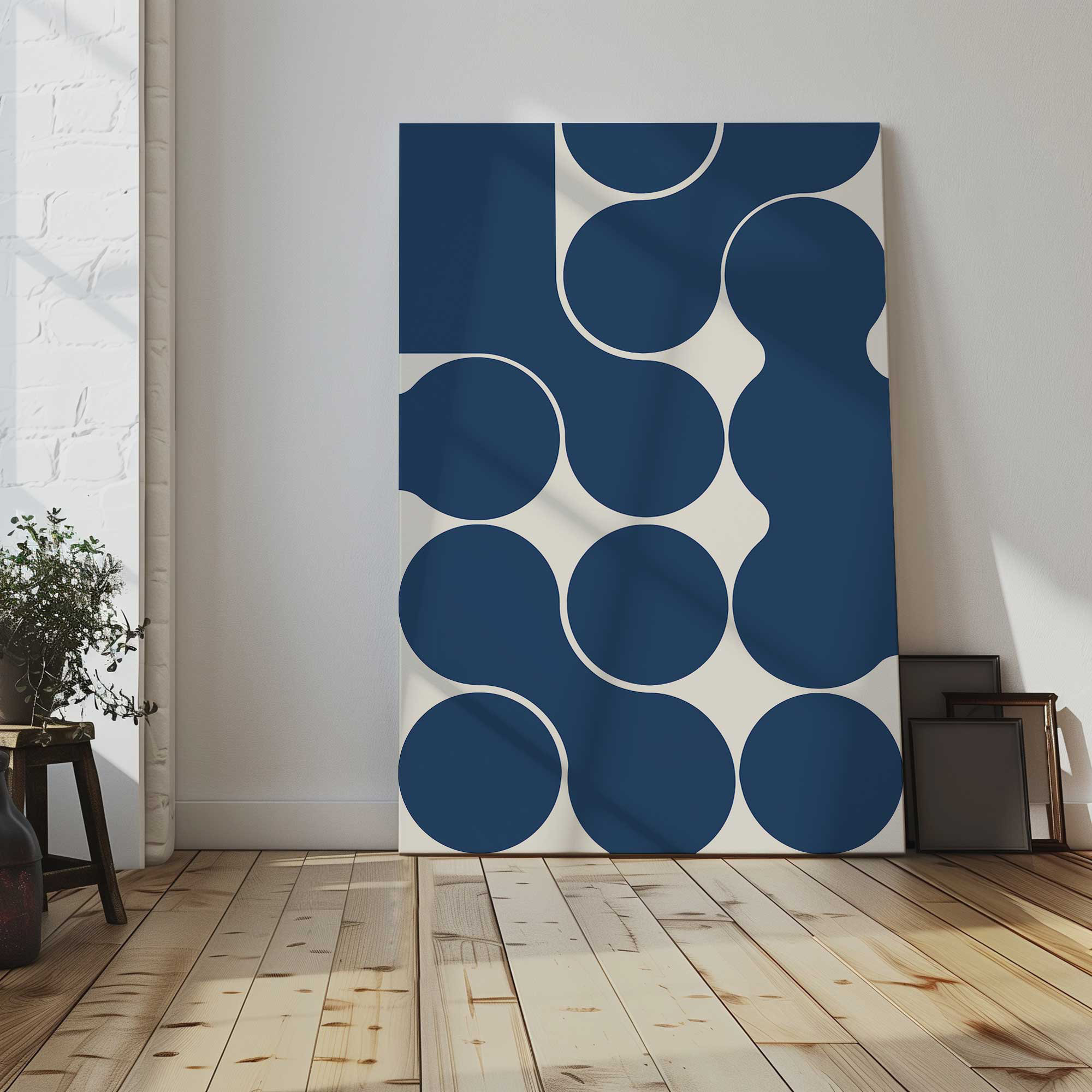 Wrought Studio™ Sculptural Blue Geometry Canvas Print | Wayfair