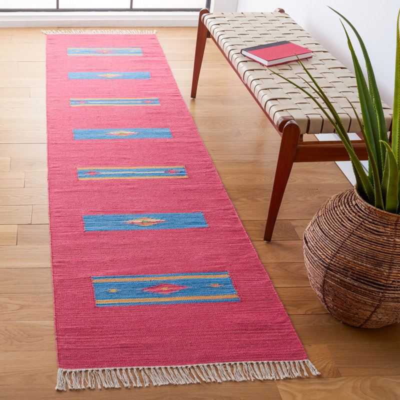 AllModern Danely Handmade Flatweave Cotton Pink/Blue/Yellow Area Rug ...