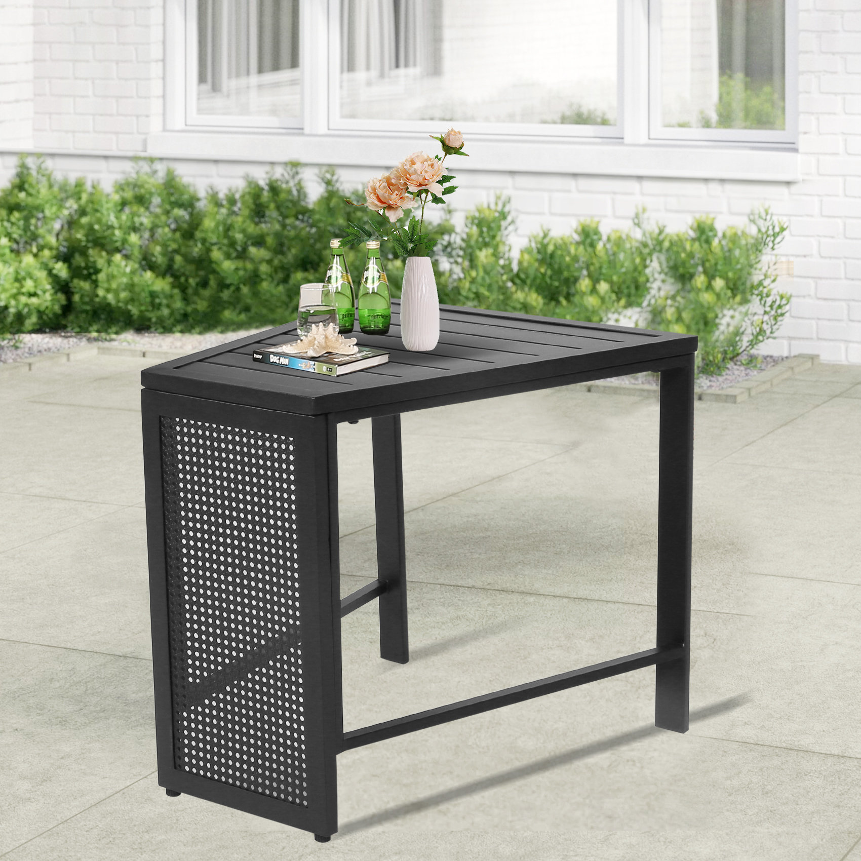 Latitude Run® Patio Trapezoid Metal Side Table & Reviews - Wayfair Canada