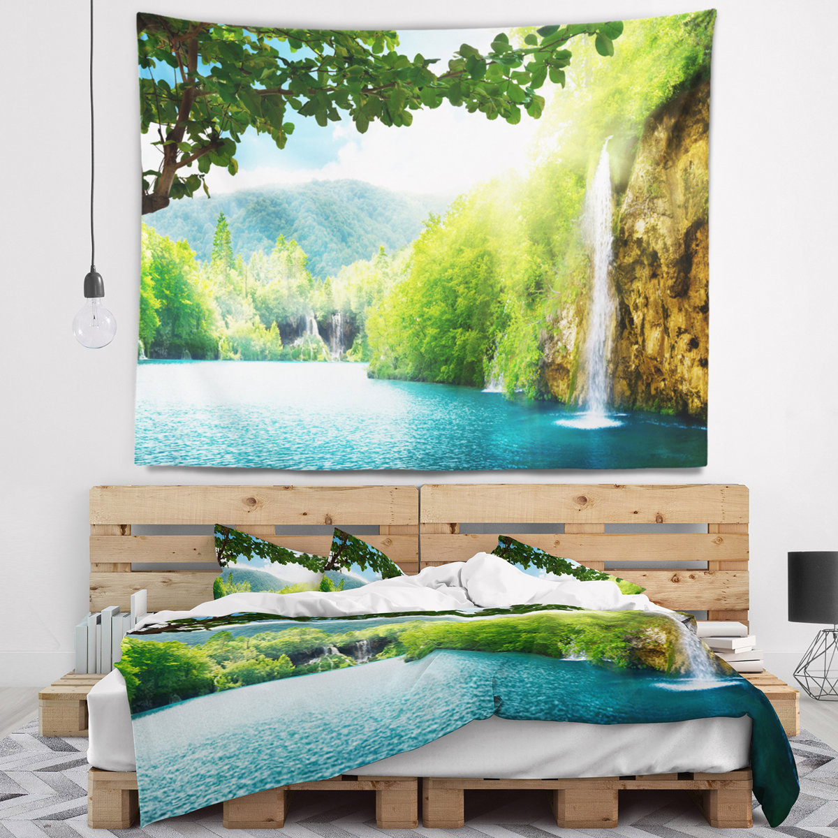 East Urban Home Landscape Photography Waterfall in Deep Forest Tapestry ...