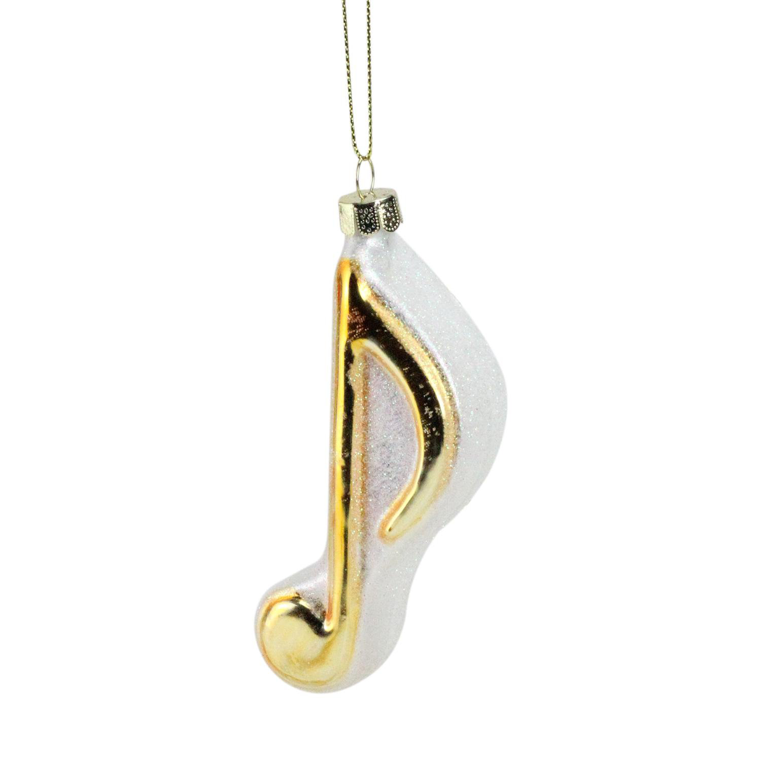 Northlight Seasonal 4.5" Gold and Glittery White Musical Eighth Note ...