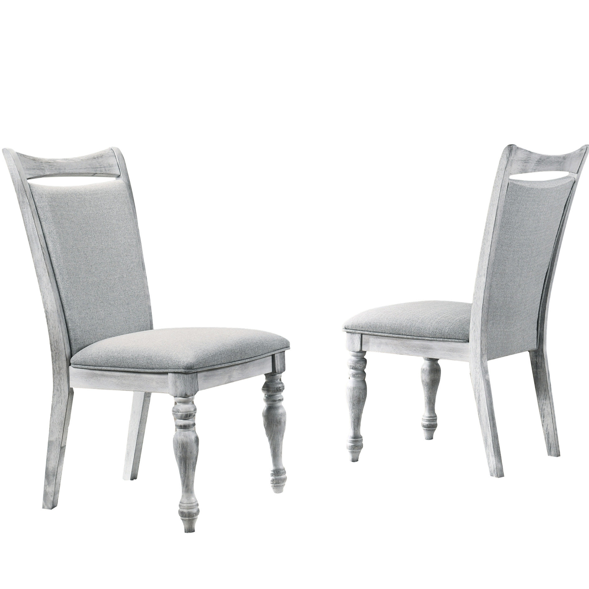 One Allium Way® 2 Rustic White Upholstered Dining Chairs - Solid ...