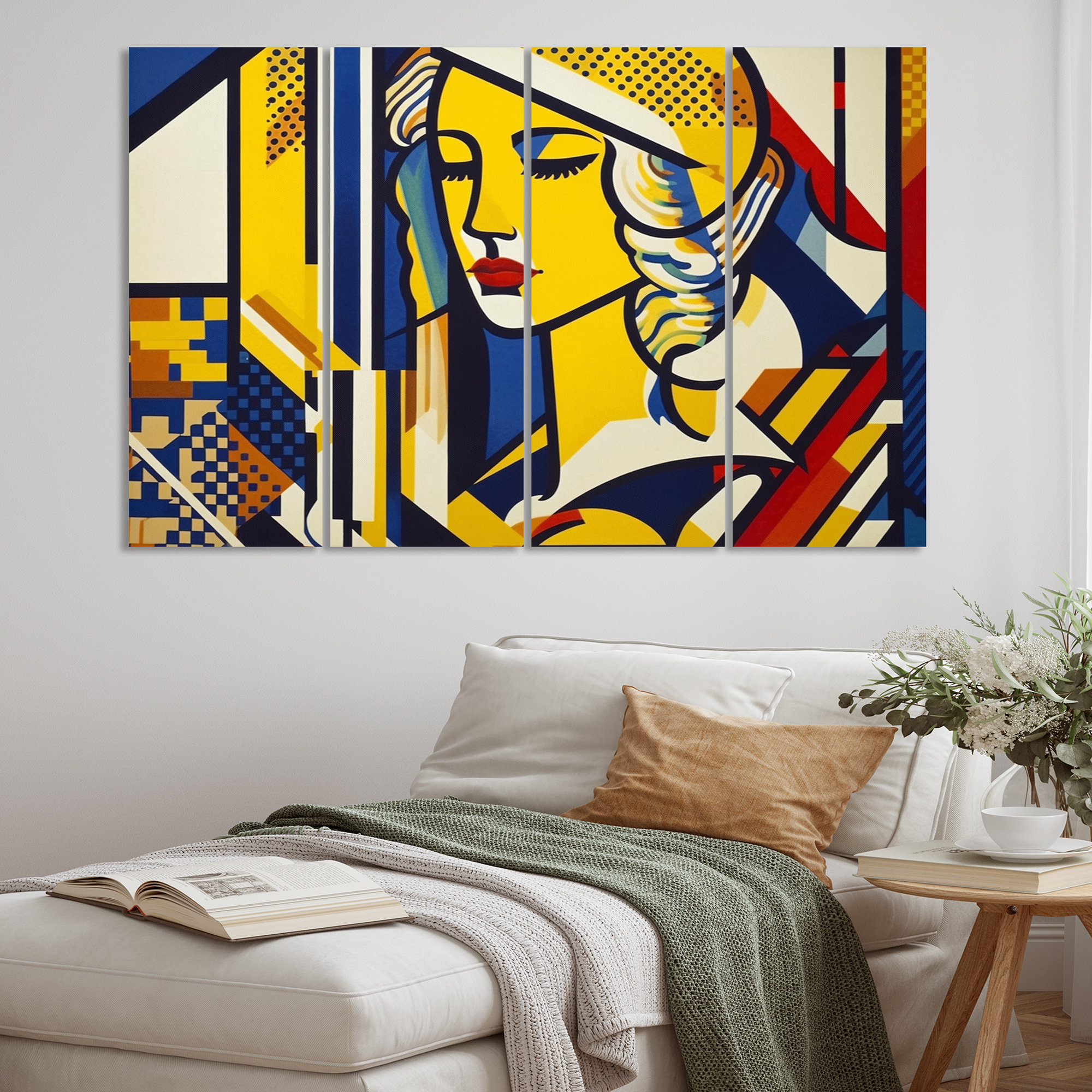 Design Art Cubic Woman Portrait II - Portrait Canvas Print - 4 Panels ...