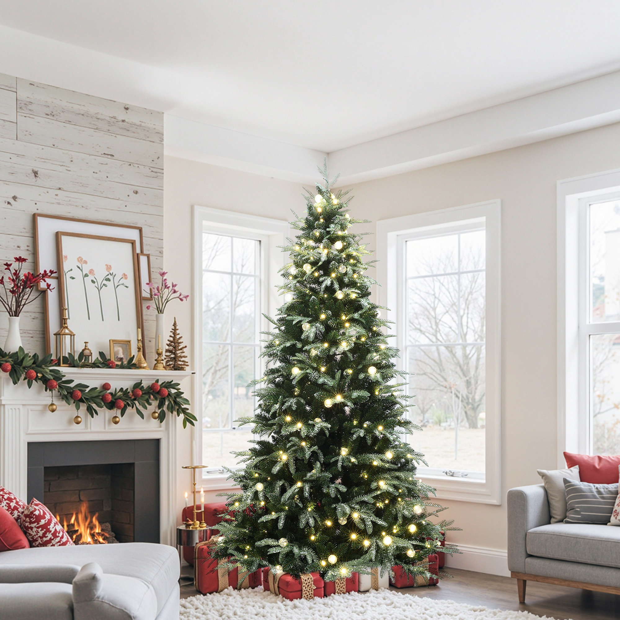 Darby Home Co 6.5Ft Pre-Lit Green Full Artificial Christmas Tree with ...