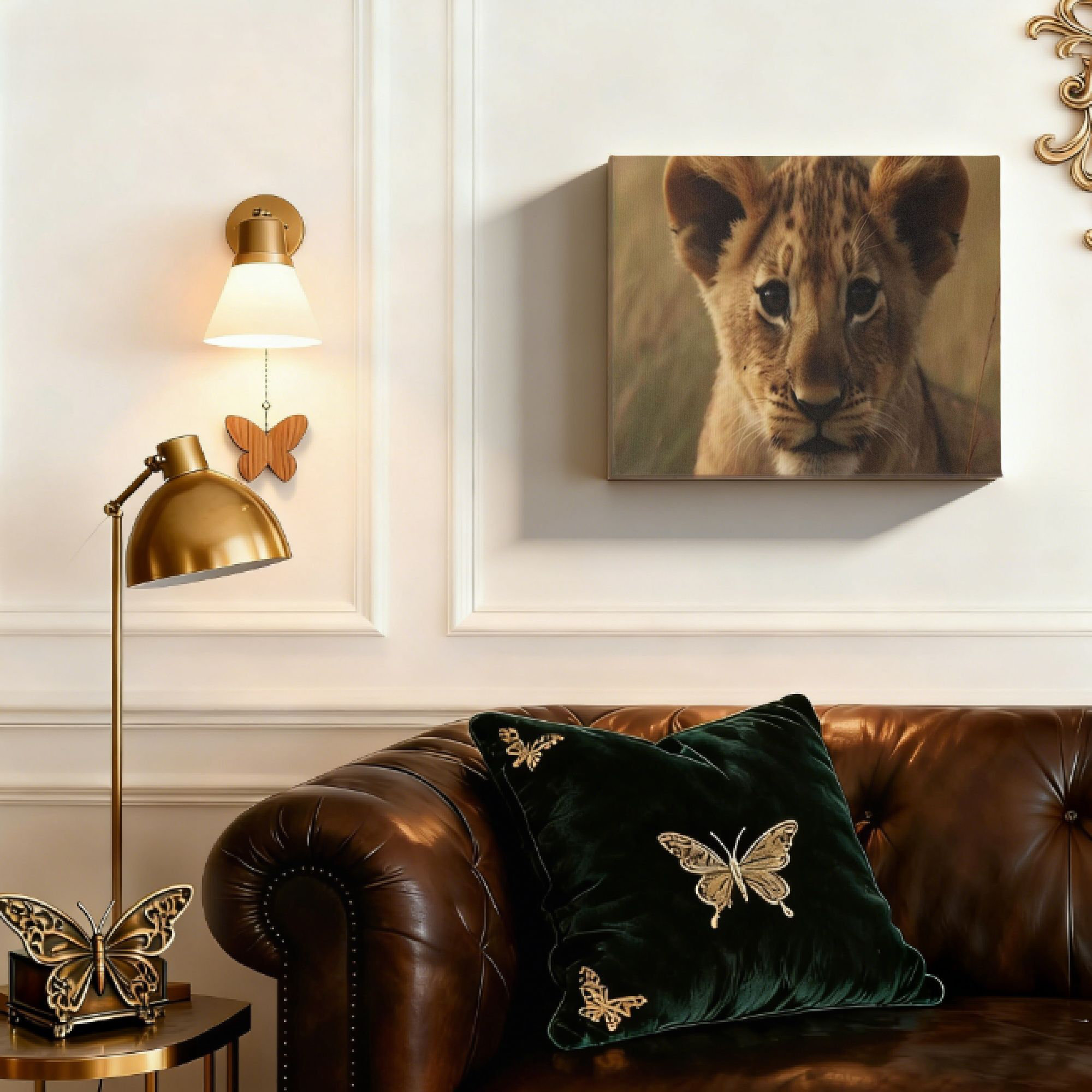 Natur Pur Adorable Lion Cub, Canvas With Integrated Wooden Frame Wall ...