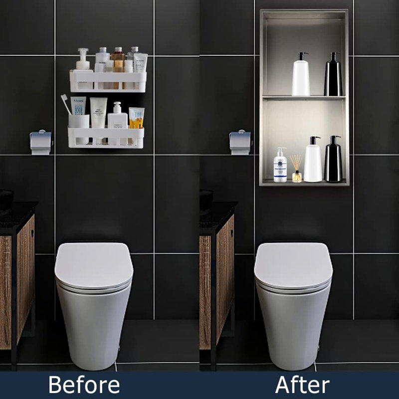 Latitude Run® Arjay Stainless Steel Recessed Bathroom Shelves | Wayfair
