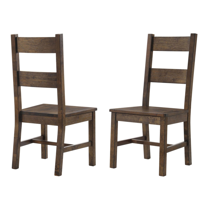 Millwood Pines Catherina Solid Wood Ladder Back Side Chair in Brown ...