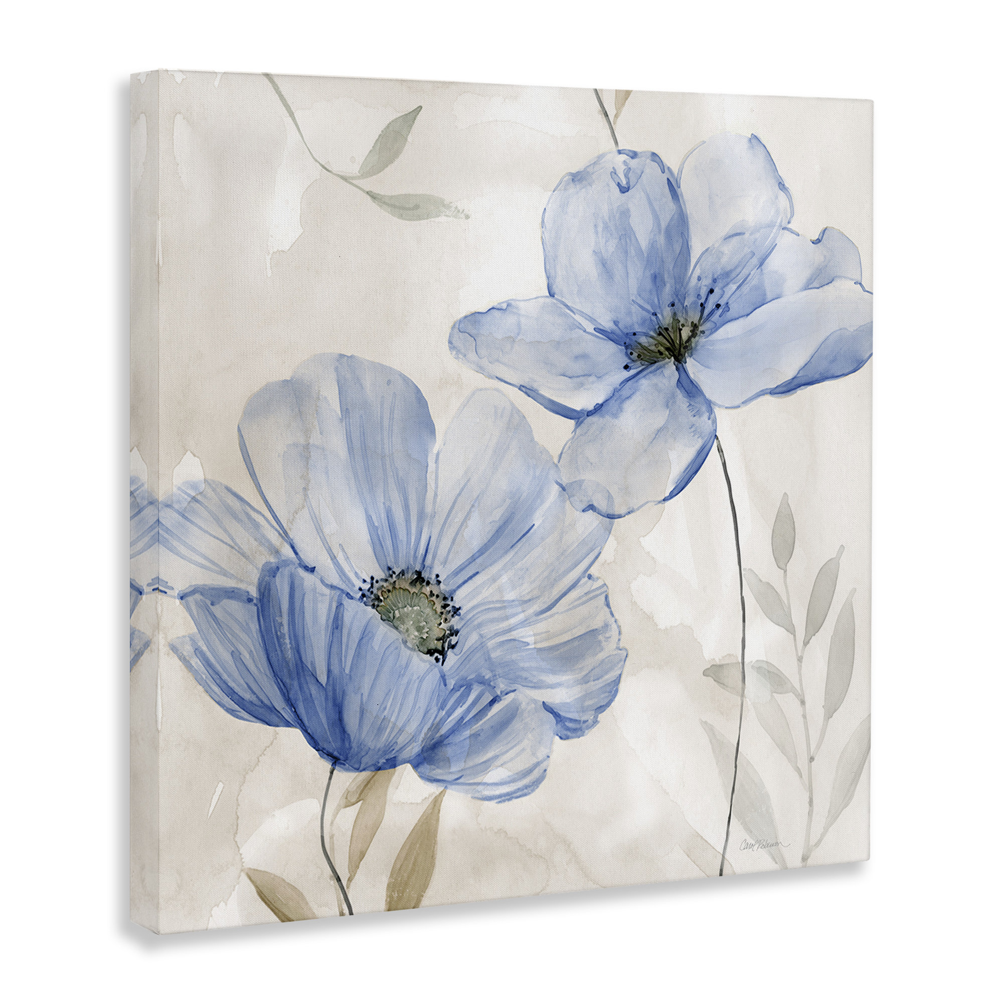 Winston Porter Subtle Flower Duo in Blue Canvas Wall Art, design by ...
