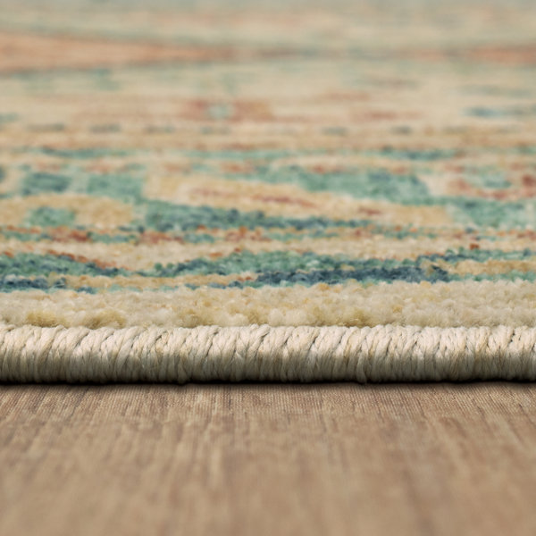 Steelside™ Braedon Oriental Tufted Area Rug in Tan/Aqua Blue/Coral ...