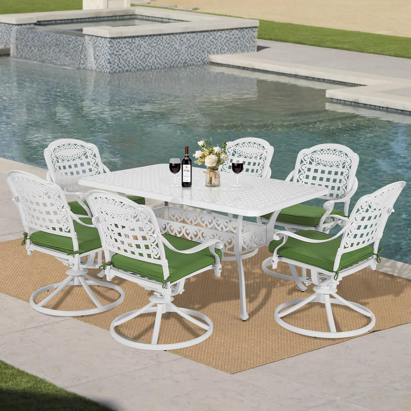 Wildon Home® 7-piece Outdoor Furniture Dining Set, All-weather Cast ...
