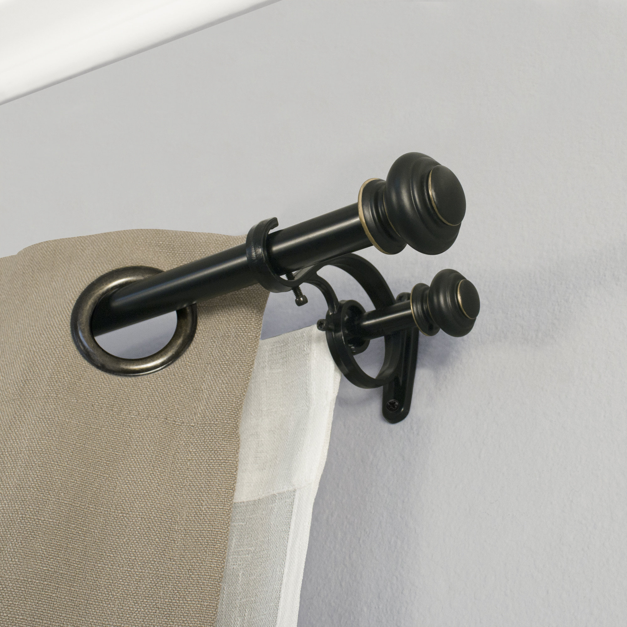Alcott Hill® Cherryl Metal Adjustable Double Curtain Rod & Reviews ...