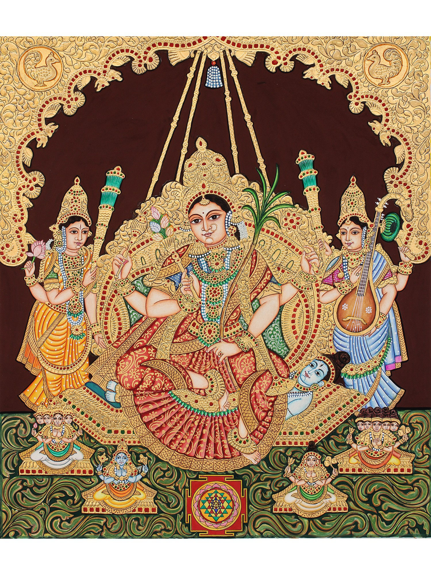 Exotic India Goddess Raja-Rajeshwari | Natural Color On Cloth | By ...
