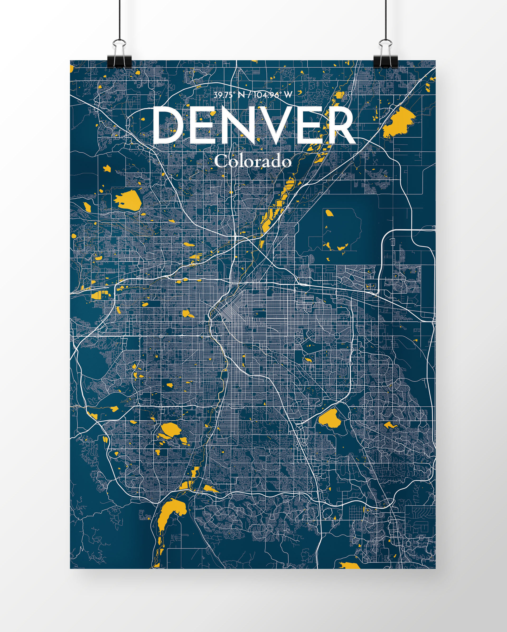 Wrought Studio™ 'Denver City Map' Graphic Art Print Poster in Blue ...