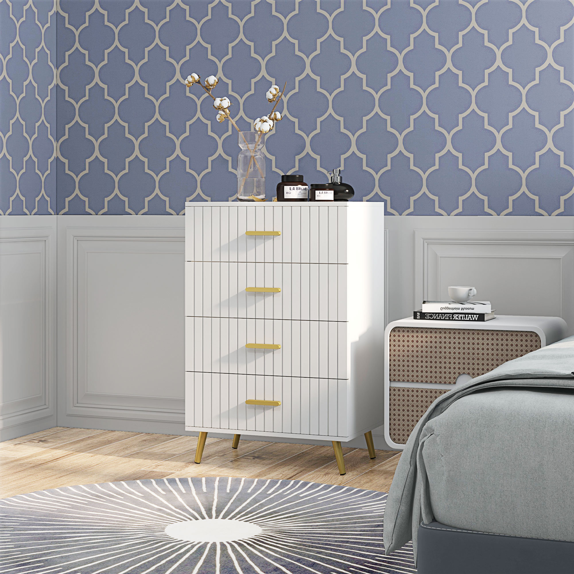 Mercer41 Bedroom Chest of Drawers, 4-Drawer Dresser with Aluminium Legs ...