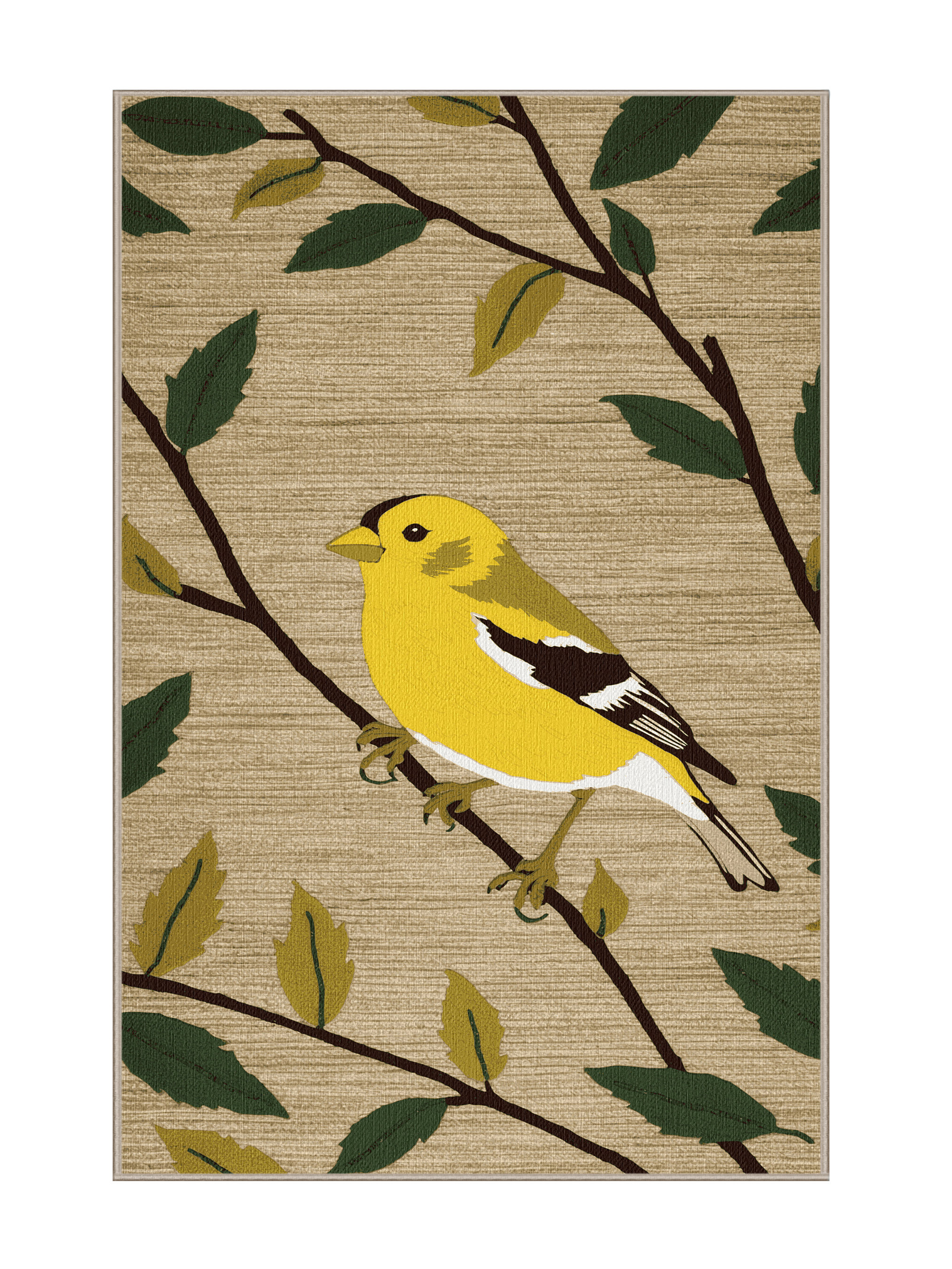 Ophelia & Co. Washable American Goldfinch Birds Area Rug | Wayfair