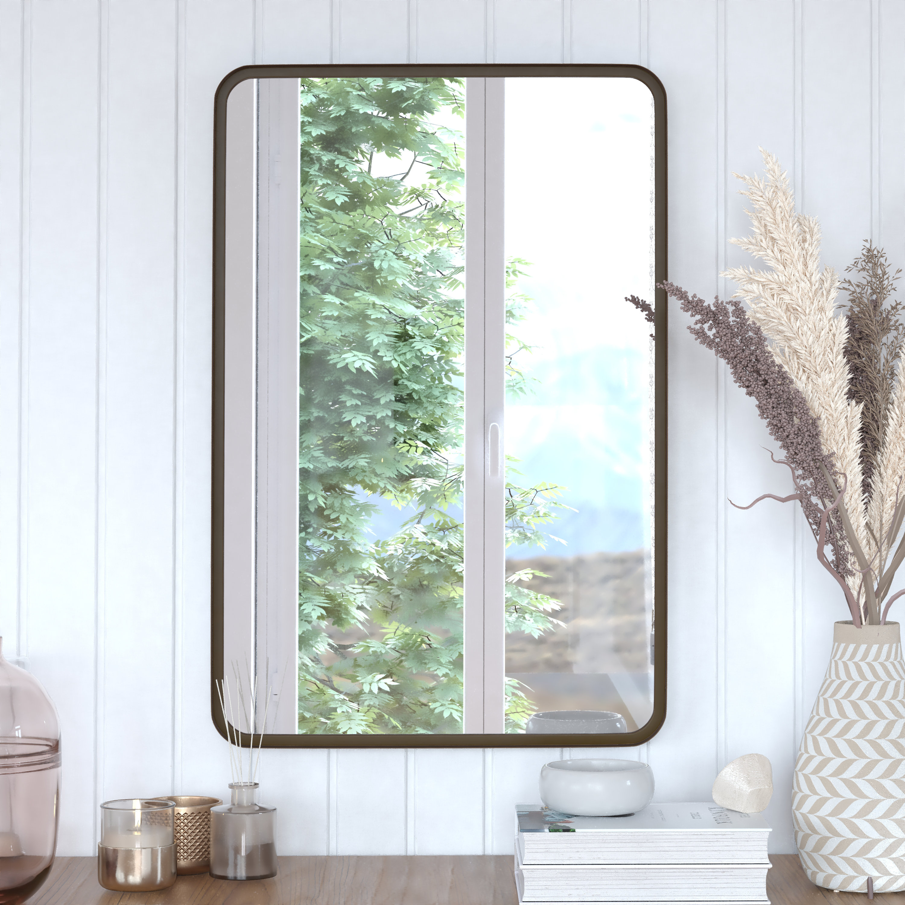 Latitude Run® Jonis Wall Mount Shatterproof Wall Mirror with Metal ...