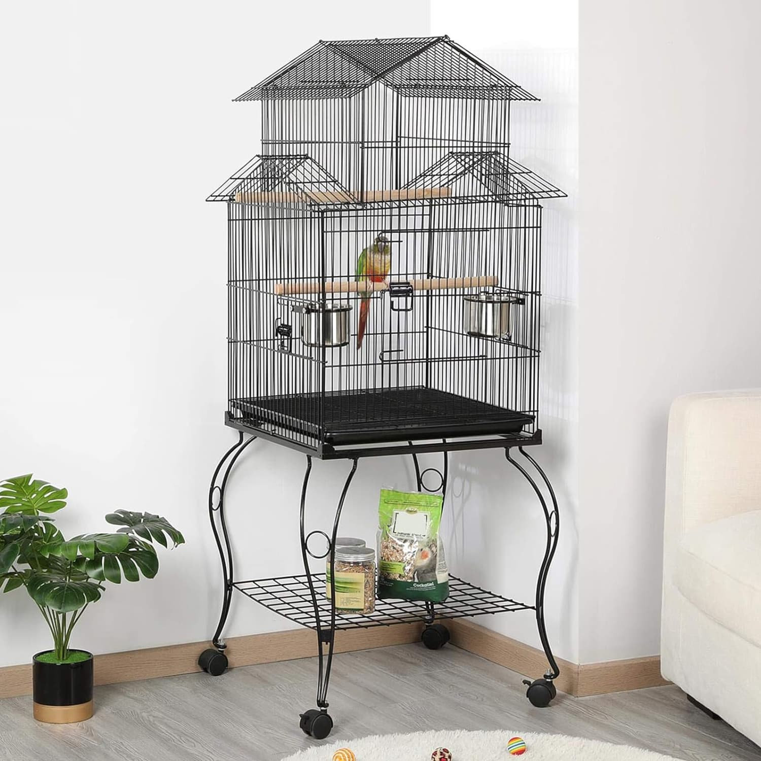 Williston Forge Metal Bird Cage, Parrot Cage 55 