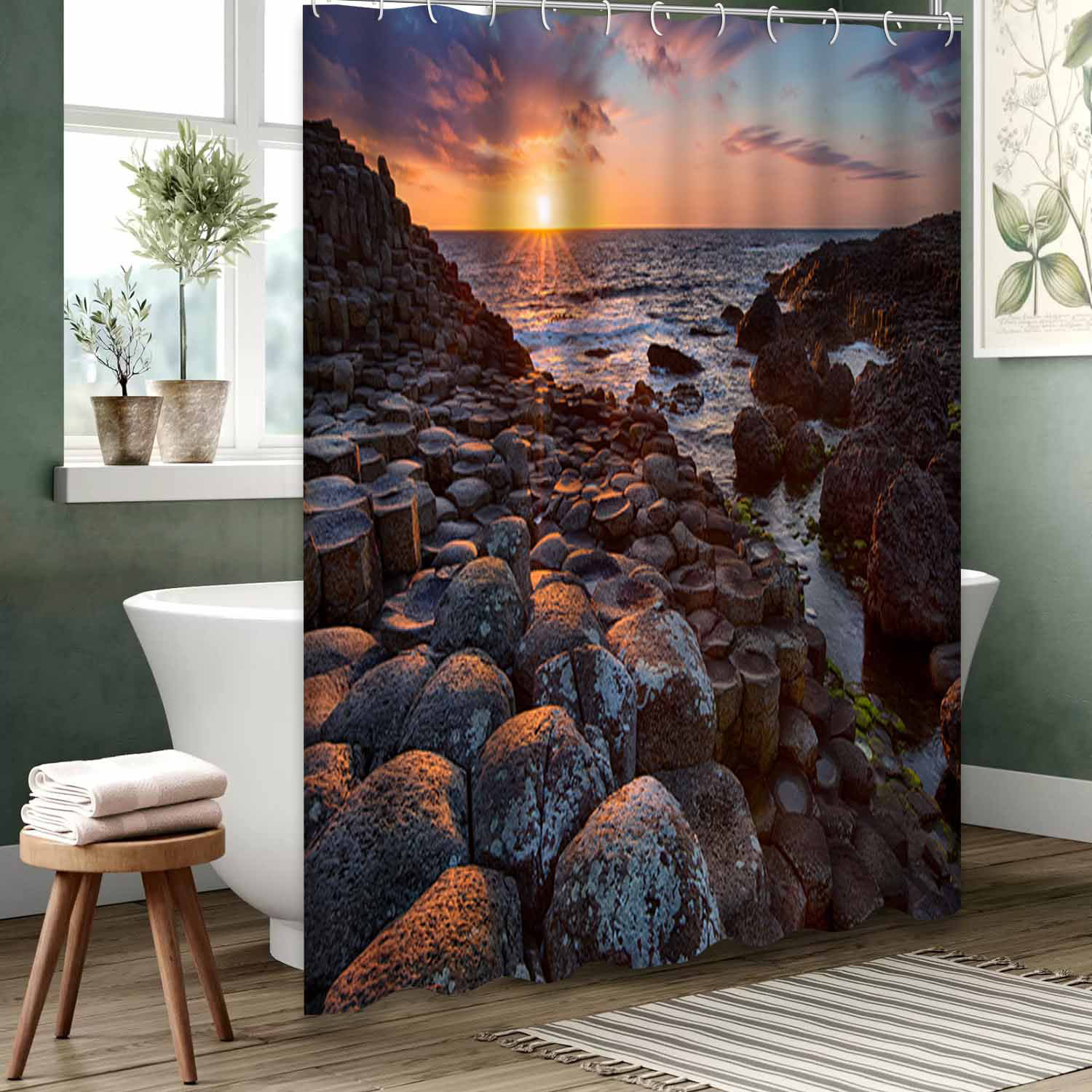 East Urban Home HeritageGlow Shower Curtain - Basalt Coast Radiance ...