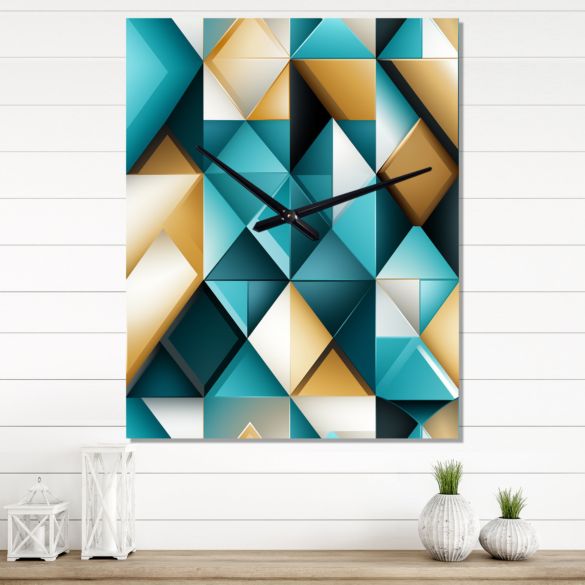 East Urban Home Modern Geometric Tiles - Modern Wall Clock | Wayfair