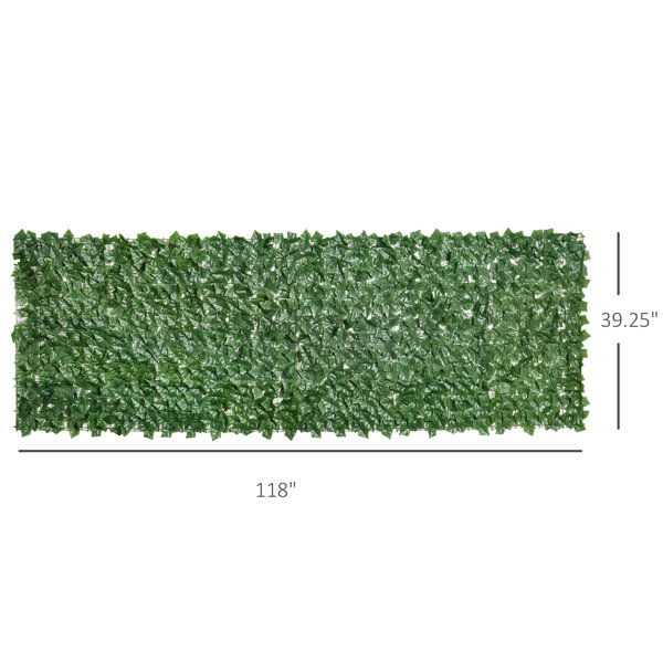 Outsunny 3 ft. H x 10 ft. W Artificial Faux Hedge Leaf Ivy Vine Mesh ...
