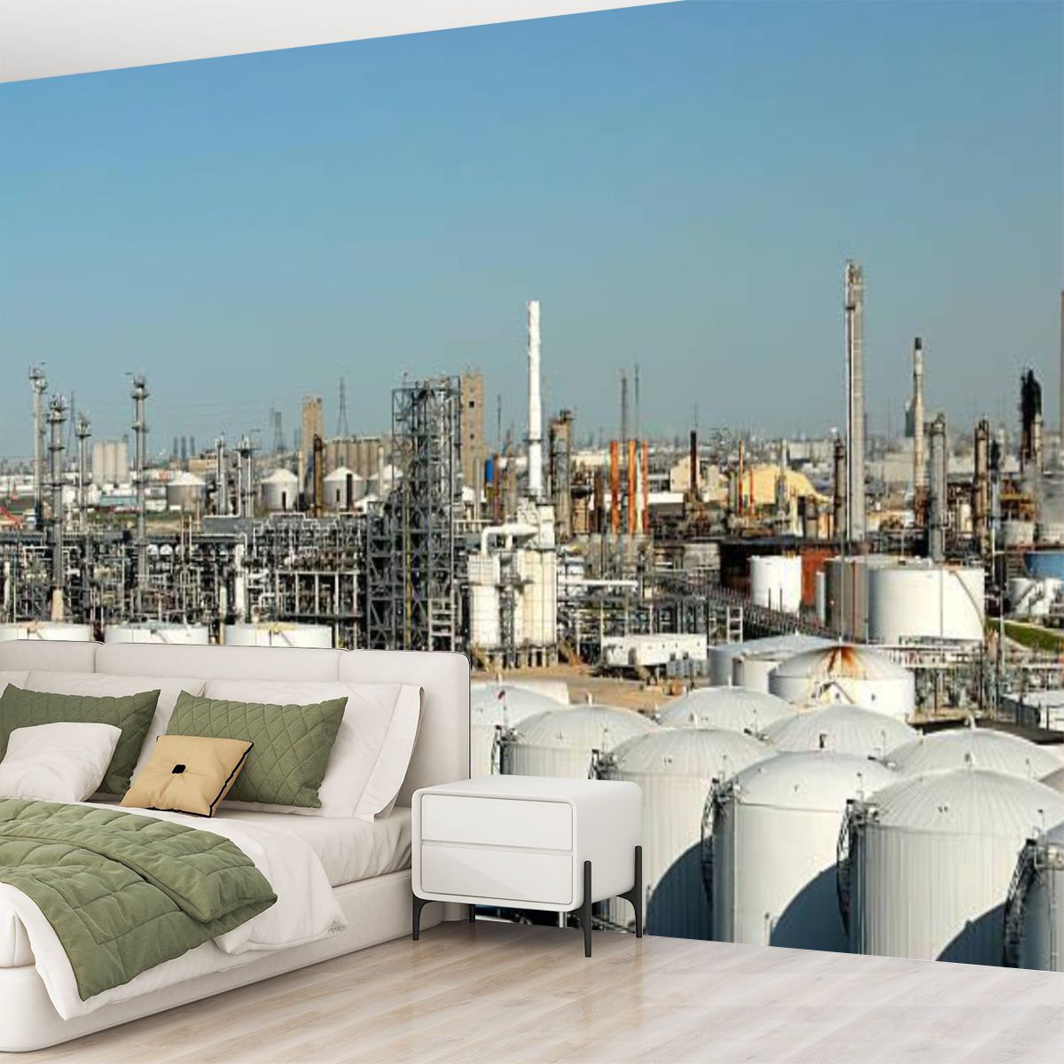 Latitude Run® Peel and Stick Canvas Wallpaper Wall Mural chemical plant ...
