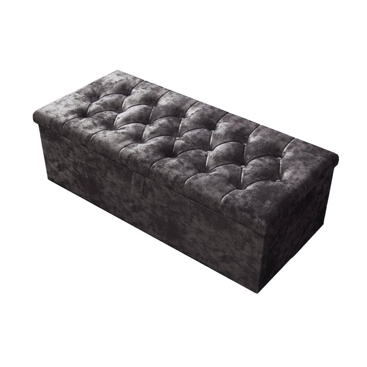 ClassicLiving Hillhouse 102cm Wide Tufted Rectangle Ottoman Storage Box ...
