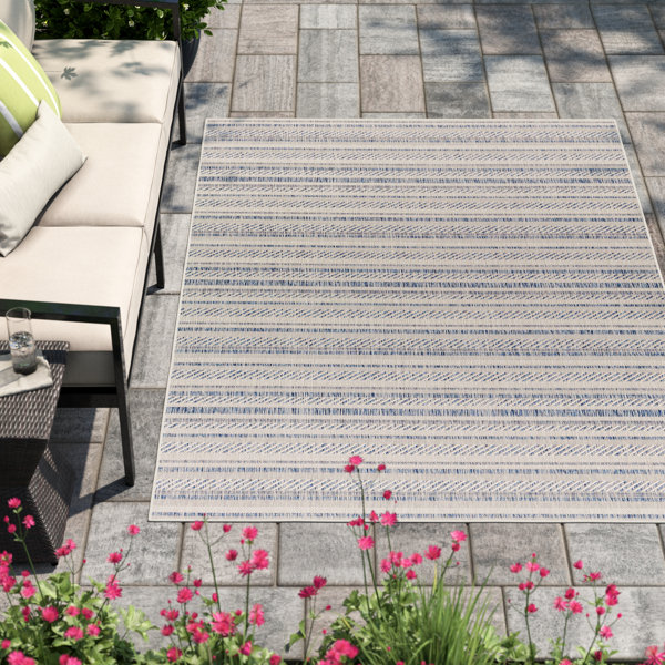 The Twillery Co.® Mendota Bellino Striped Oatmeal Indoor/Outdoor Area ...