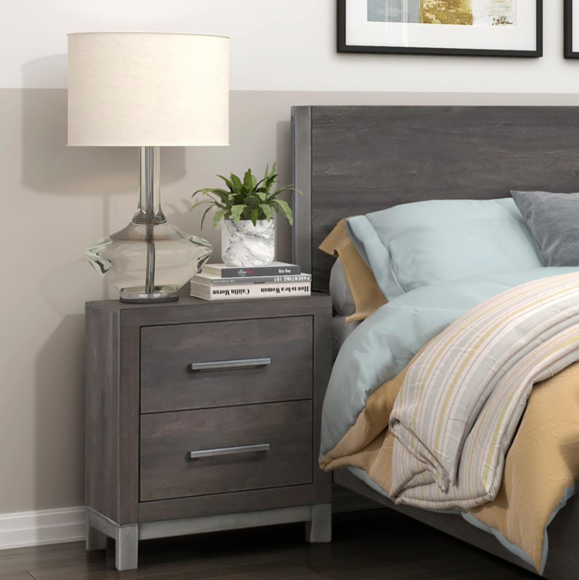 Everly Quinn Modern Sleek Design Bedroom Furniture 1pc Beautiful Nightstand with 2 Drawers ...
