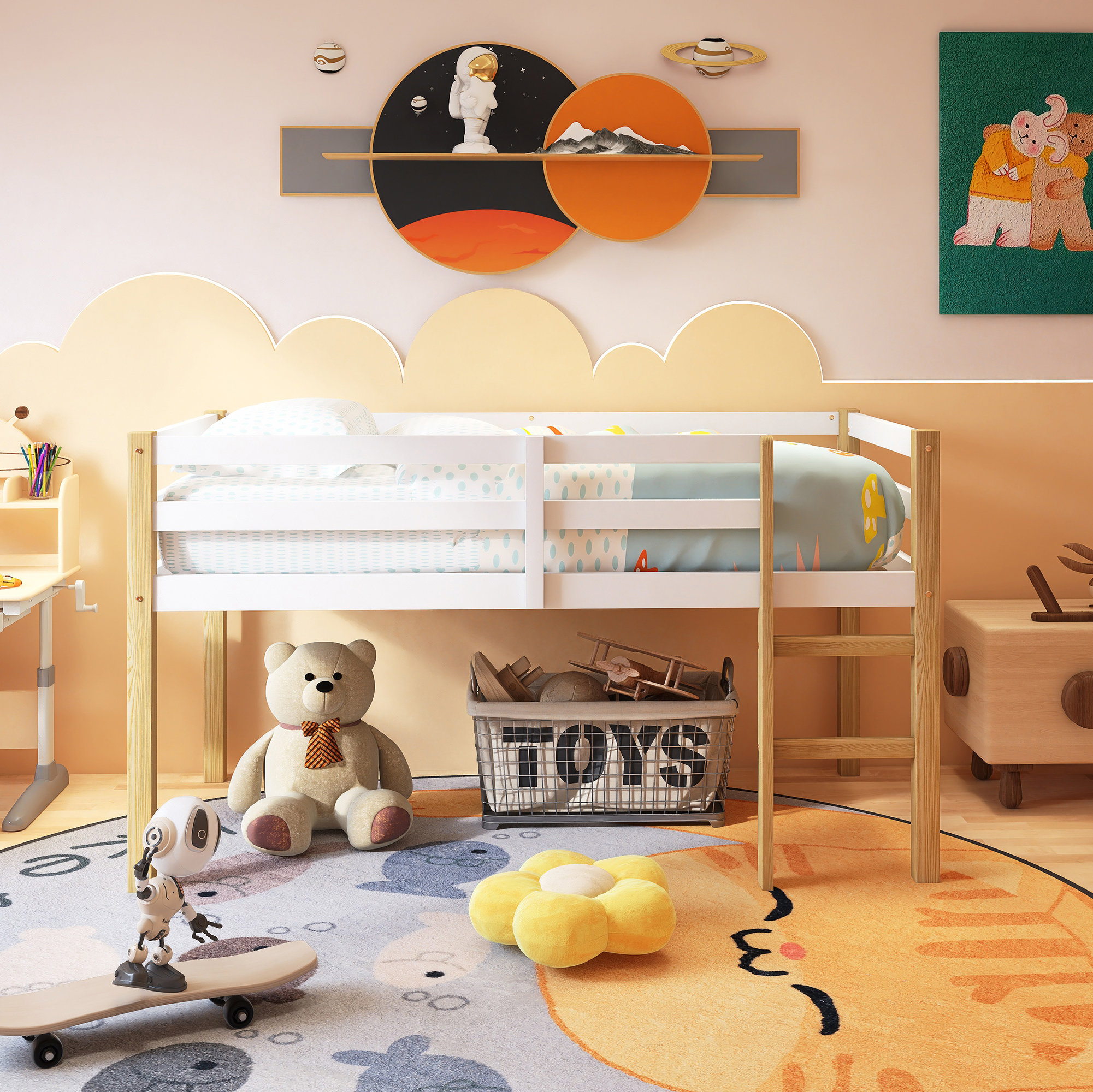 Harriet Bee Wood Frame Twin Loft Bed With Ladder - Wayfair Canada