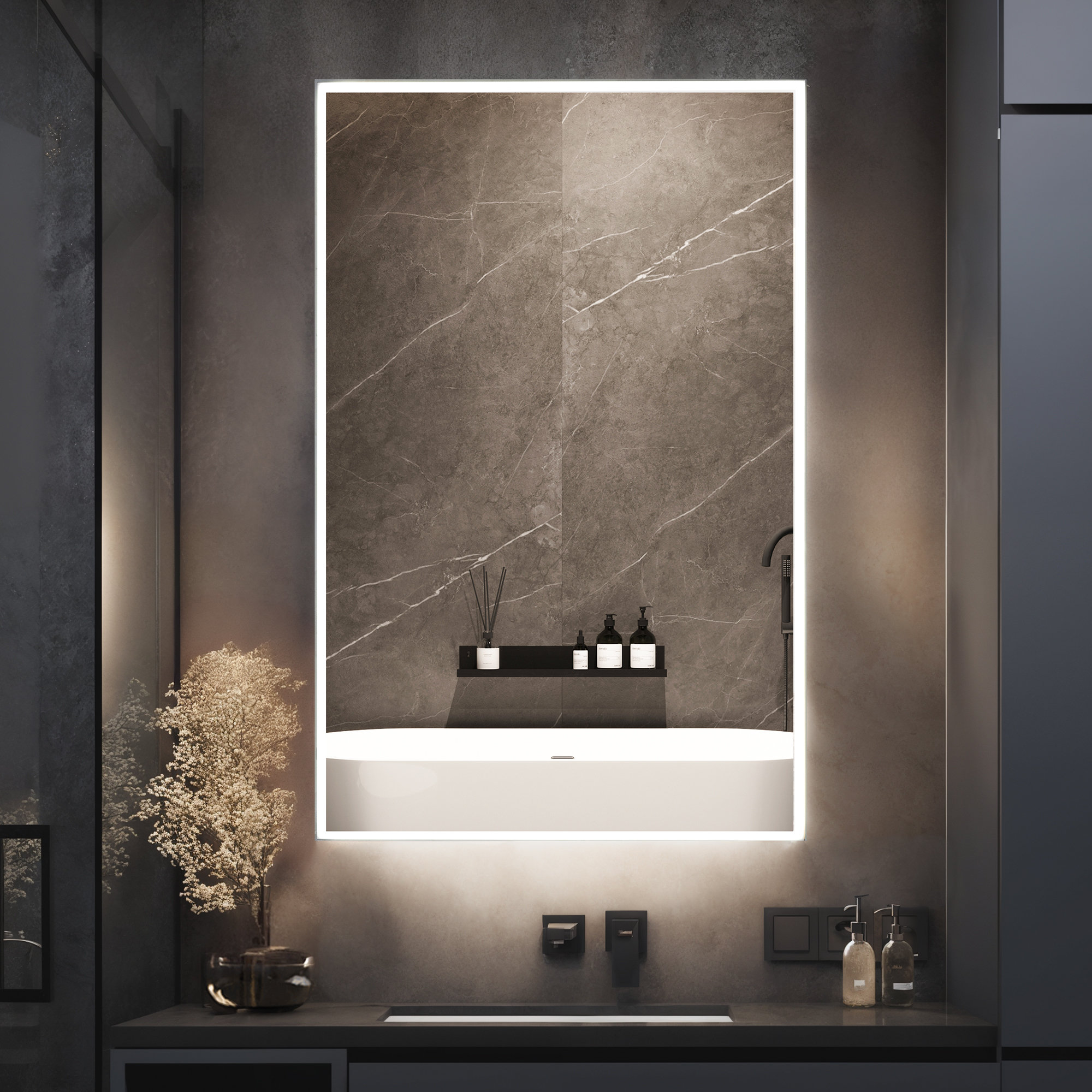 Wrought Studio™ LED Mirror Wall-mounted Mirror | Wayfair
