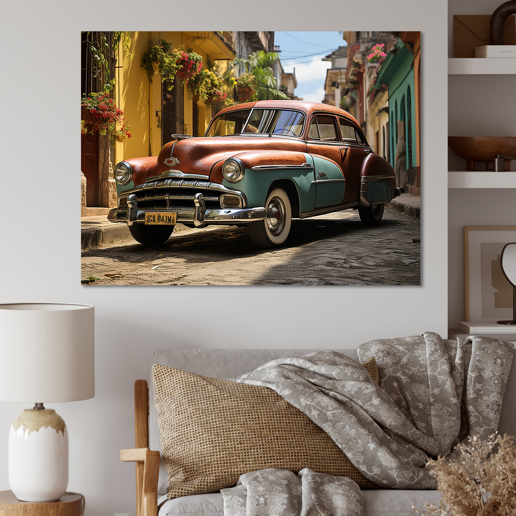 Ebern Designs Vintage Cuban Car Heritage - Classic Car Wall Art Living ...