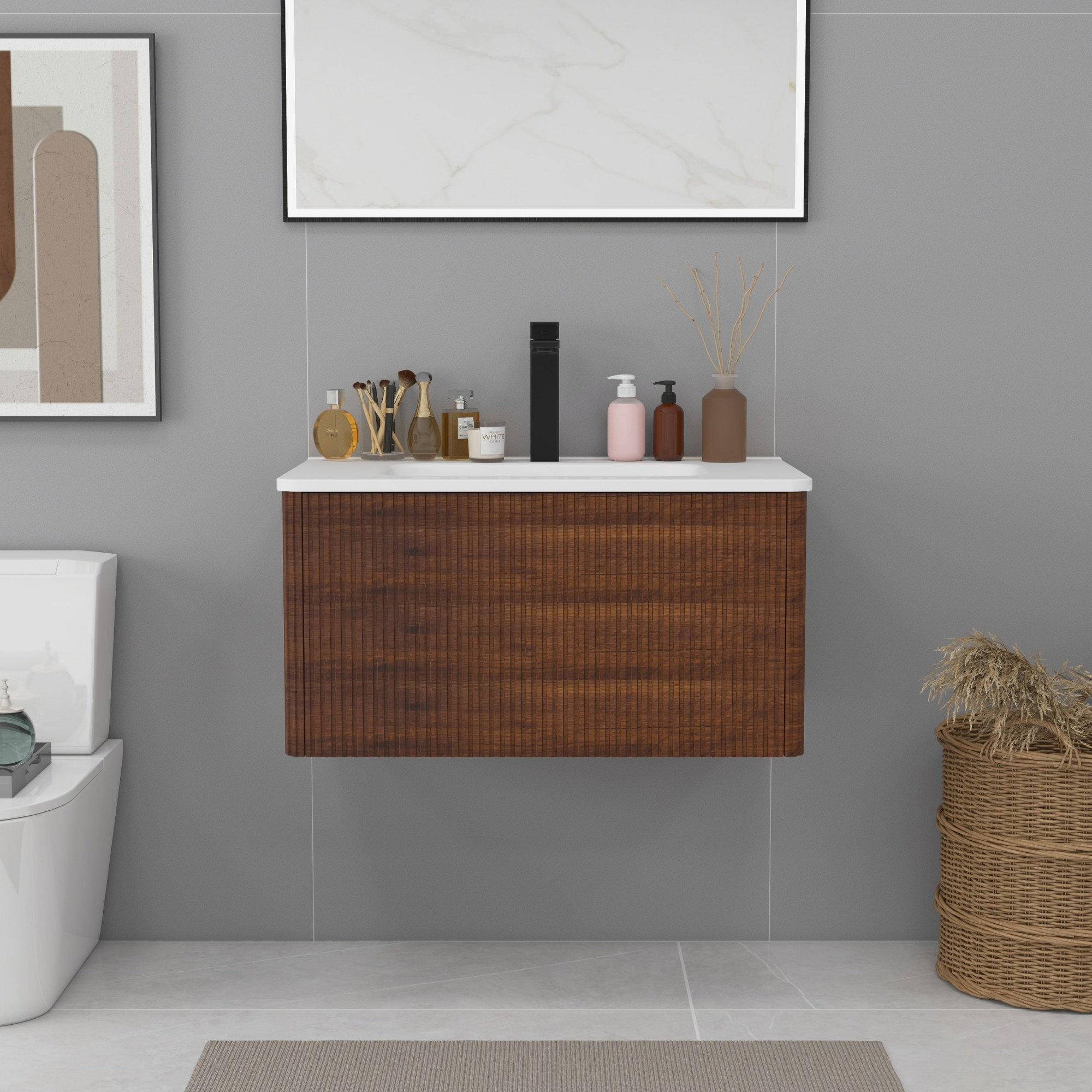 Ebern Designs Modern Wall Mounted Bathroom Vanity | Wayfair