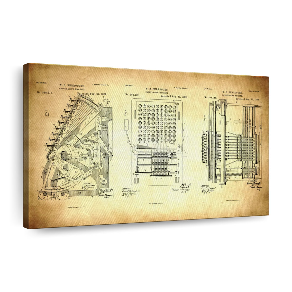 Williston Forge Calculating Machine 1888 Patent On Canvas Print | Wayfair