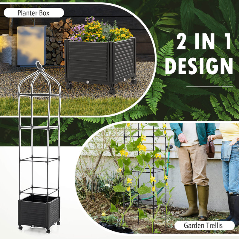 Winston Porter 1 Pcs Raised Garden Bed Tomato Cage Planter Box With Pe ...
