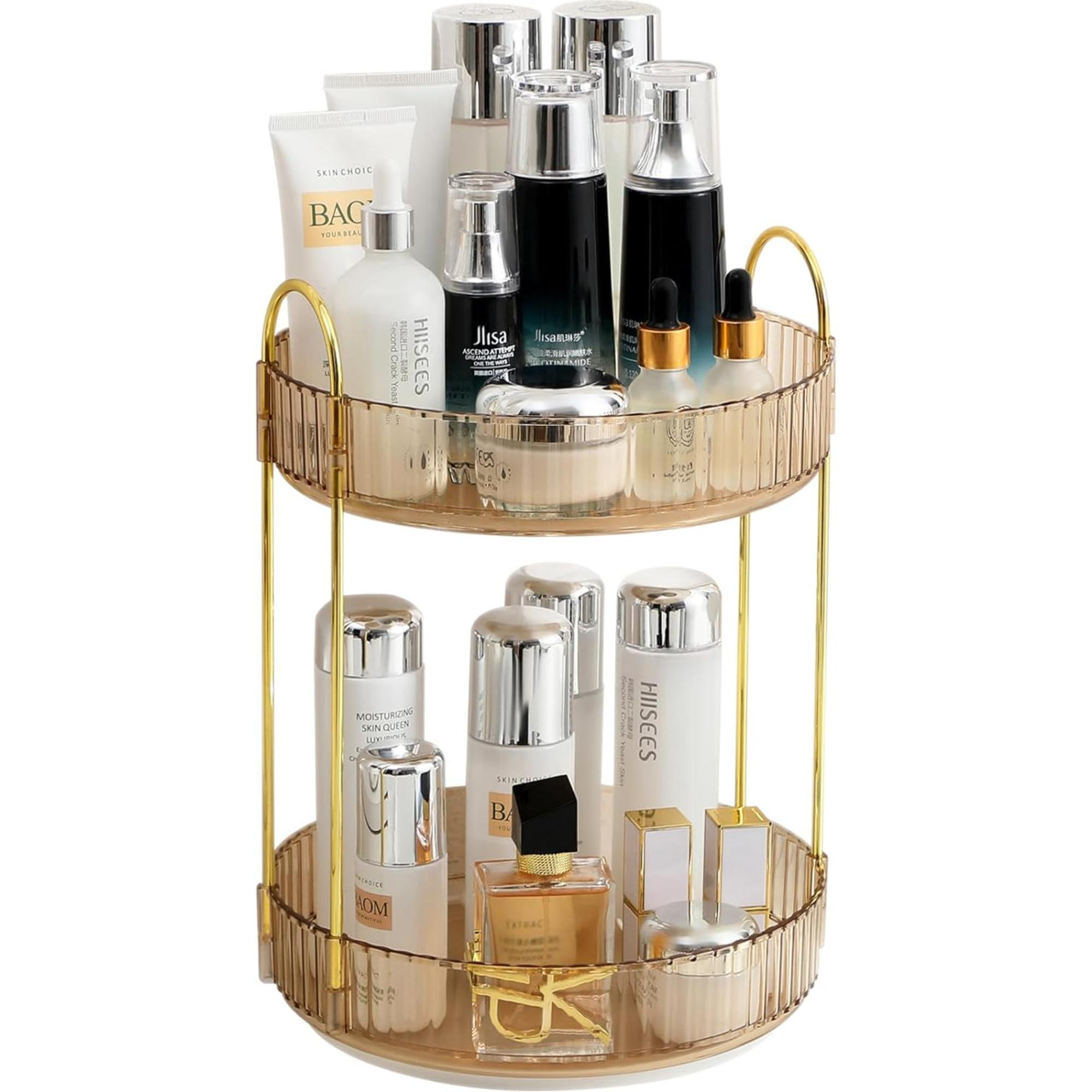 Mercer41 Rotating Vanity Organizer: 360 Spin, 2-Tier High-Capacity ...