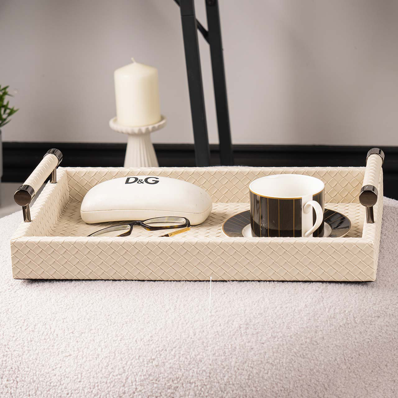 Latitude Run Ameyalli Faux Leather Decoration Serving Tray for Living ...