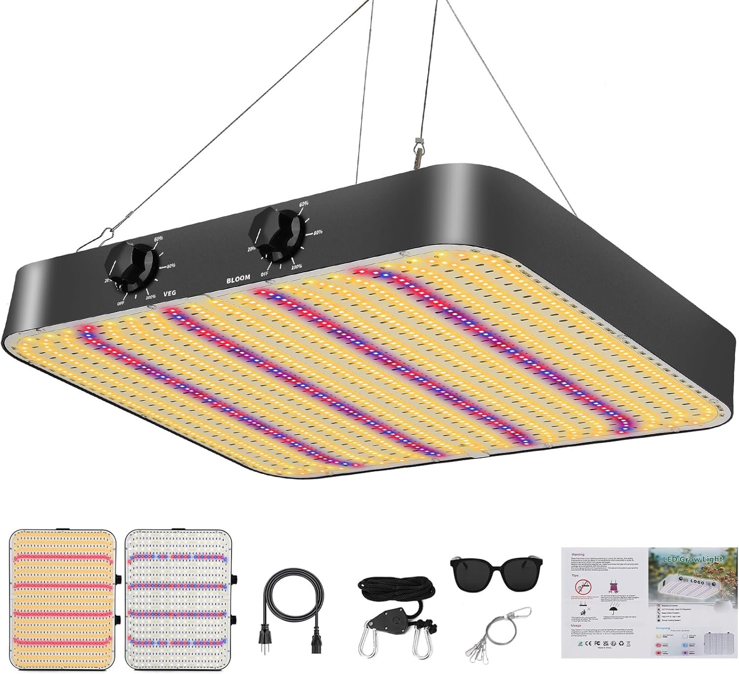 RVHOME 2000W LED Grow Light Dimmable, Grow Lights for Indoor Plants ...