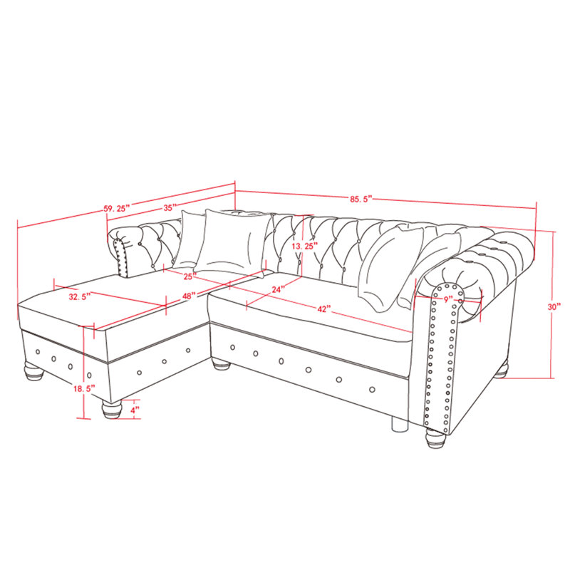 Lark Manor™ Anthwan 86" Wide Linen Right Hand Facing Sofa & Chaise ...