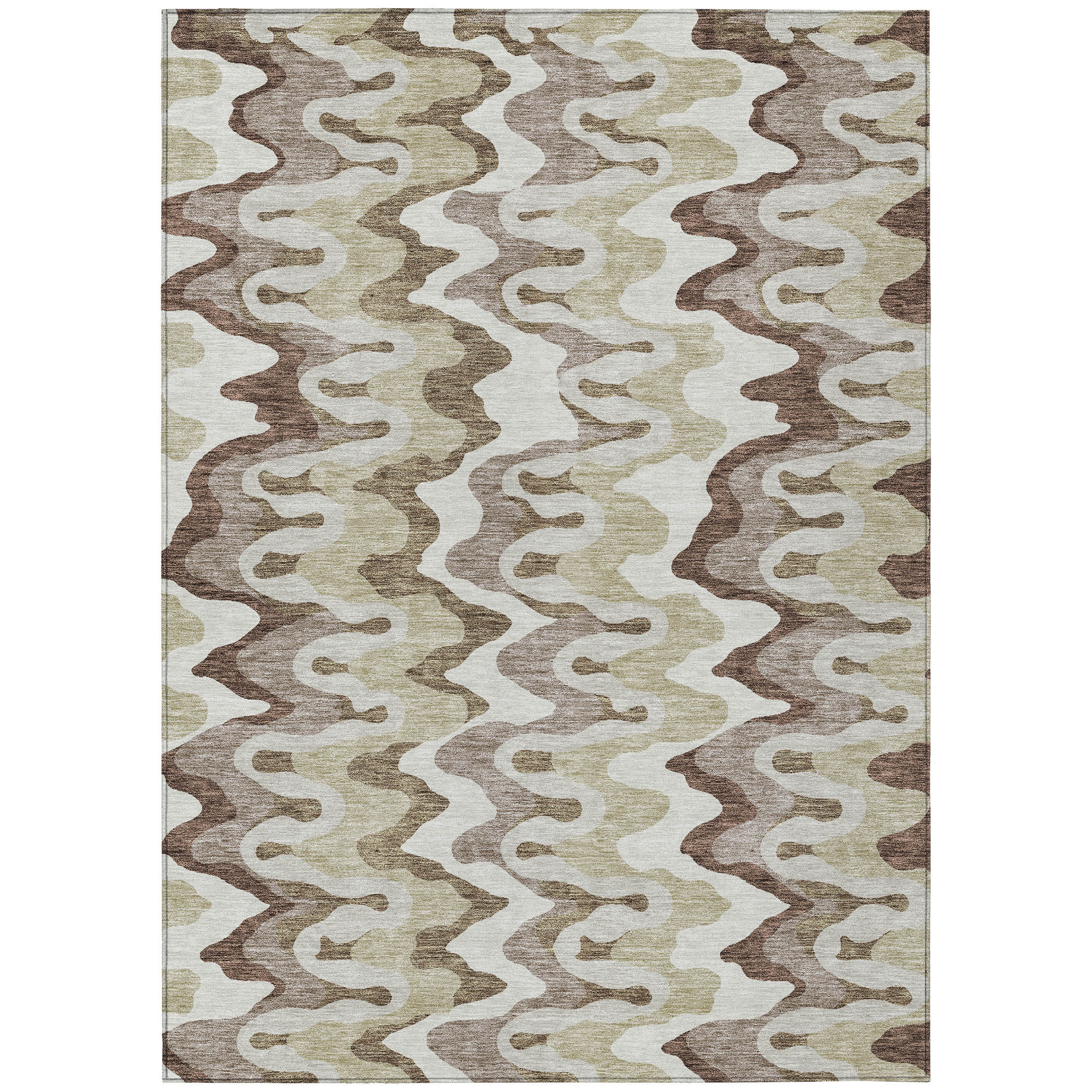 HomeRoots 3' X 5' Brown Abstract Washable Indoor Outdoor Area Rug | Wayfair