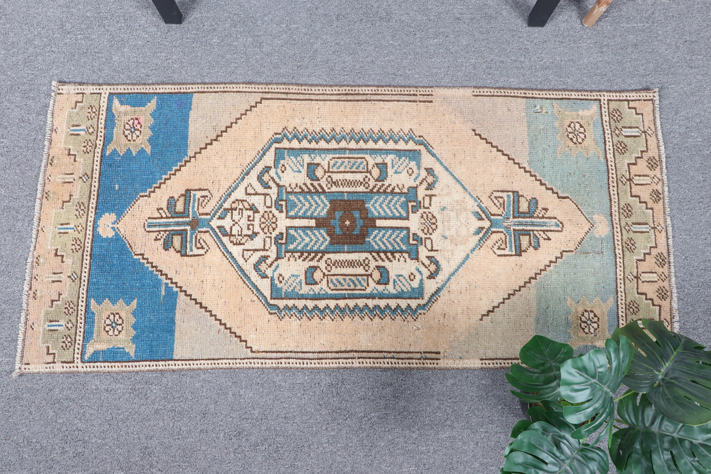 Bungalow Rose Handwoven Vintage Turkish Door Mat in Blue and Beige ...